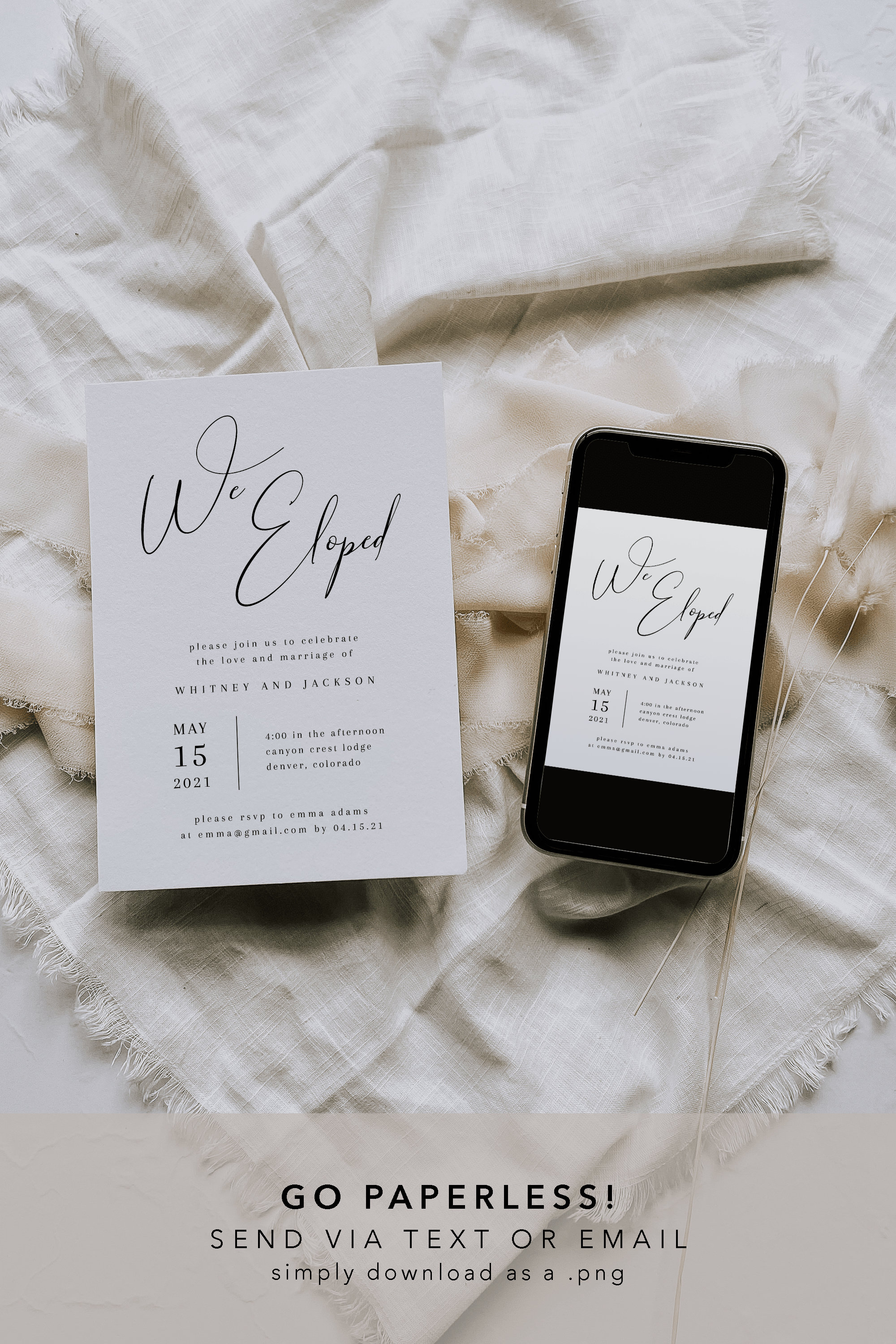 Printable Elopement Reception Invitation Elopement - Etsy