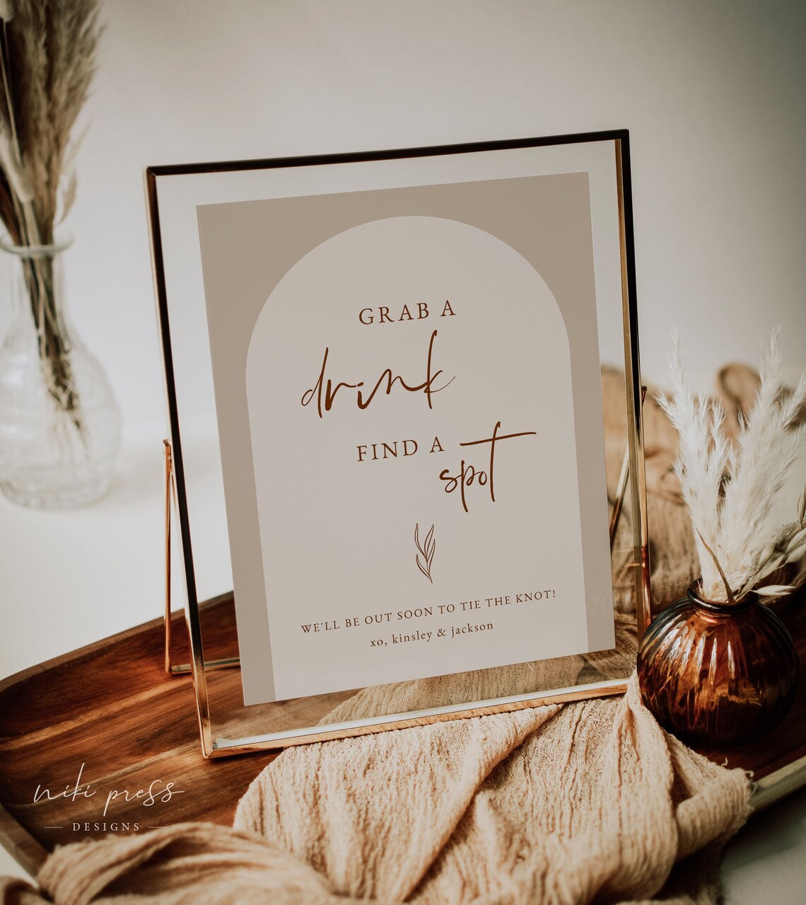 Grab a Drink Wedding Sign Template | Wedding Ceremony Drink Sign ...