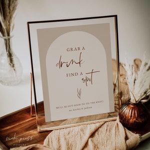 Grab a Drink Wedding Sign Template | Wedding Ceremony Drink Sign ...