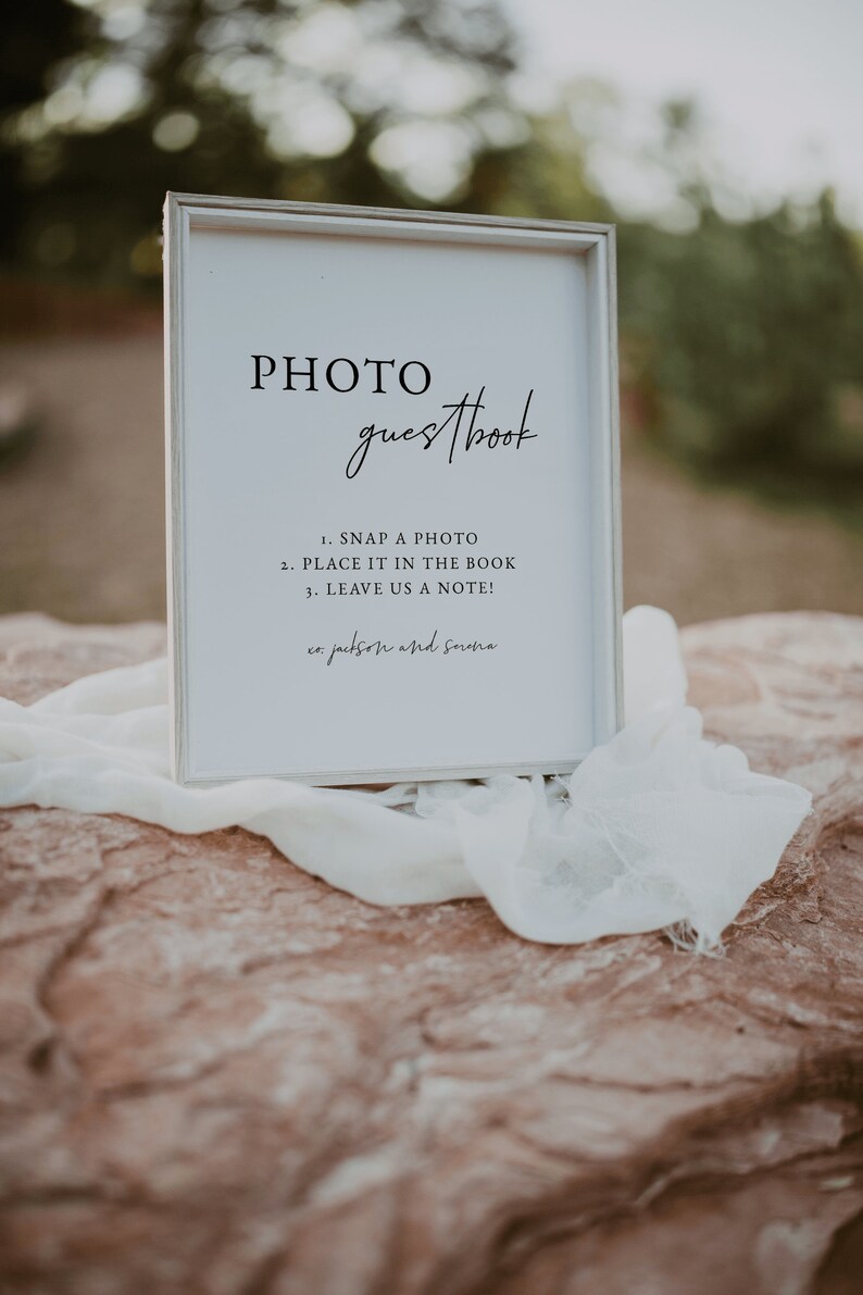 Modern Photo Guest Book Sign Template Editable Wedding Photo - Etsy