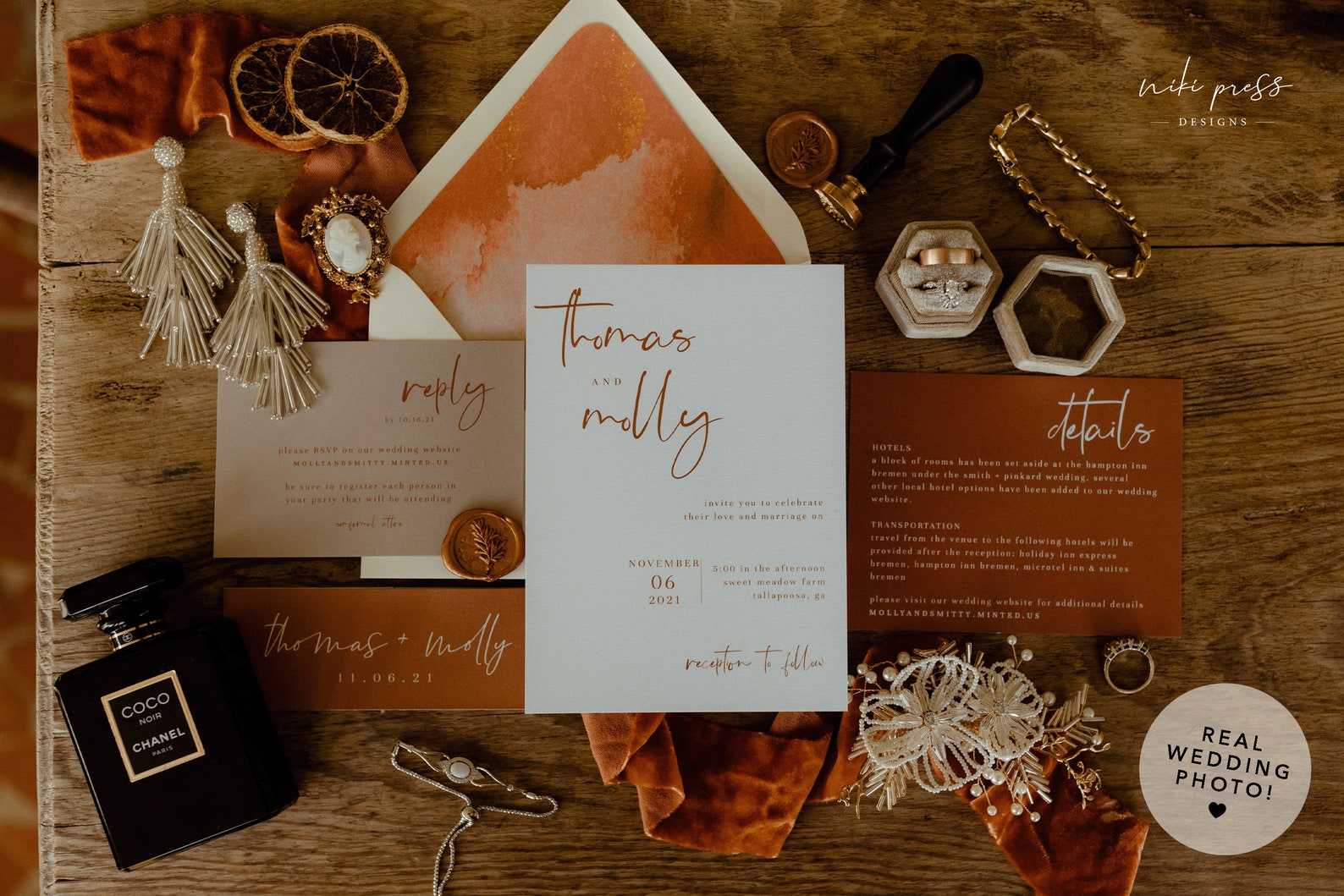 Warm Terracotta Wedding Invitation Suite Template — Boho Wedding ...