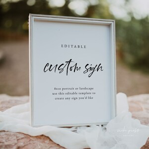 Minimalist Modern Custom Sign Template | Customizable Wedding Sign 8x10 ...