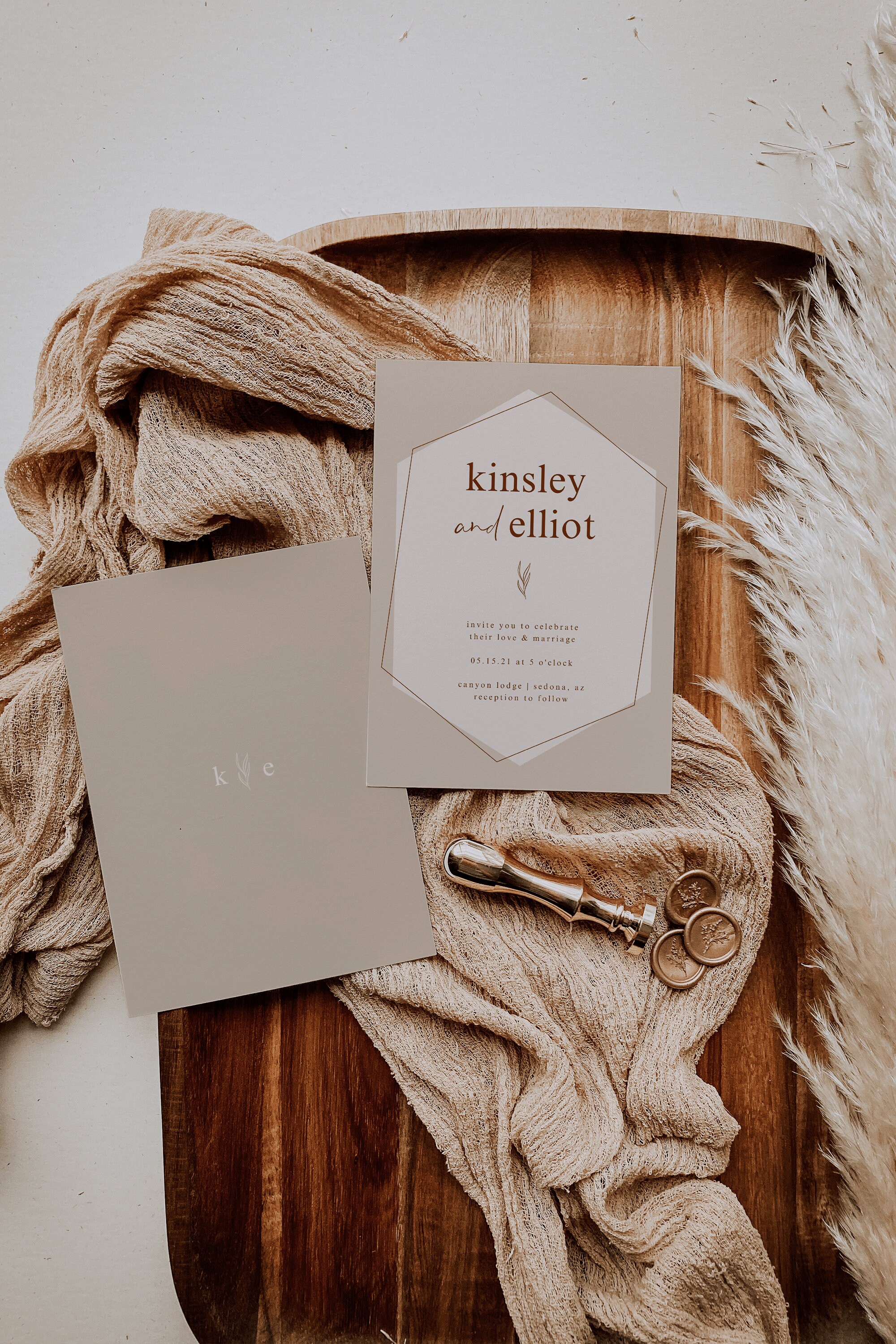 Minimalist Hexagon Wedding Invitation Suite Template - Etsy