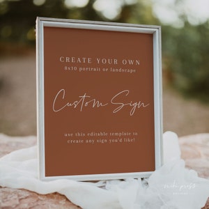 Rust Custom Wedding Sign Template | Terracotta Wedding Sign 8x10 ...