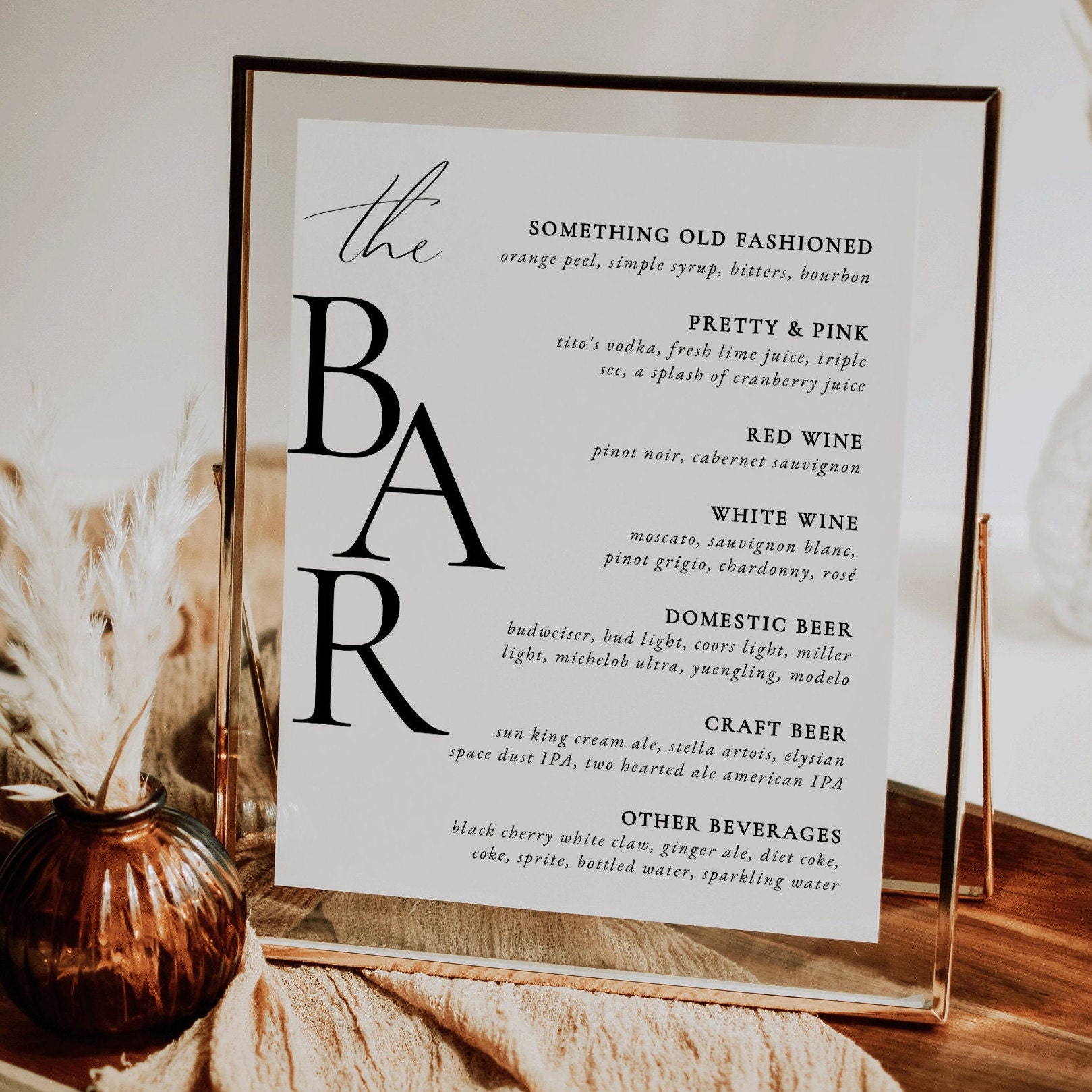 Modern Bar Sign Template Classic Wedding Drink Sign - Etsy