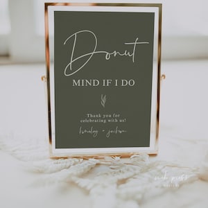 Donut Mind If I Do Sign Template | Donut Favor Wedding Sign | Donut Bar ...