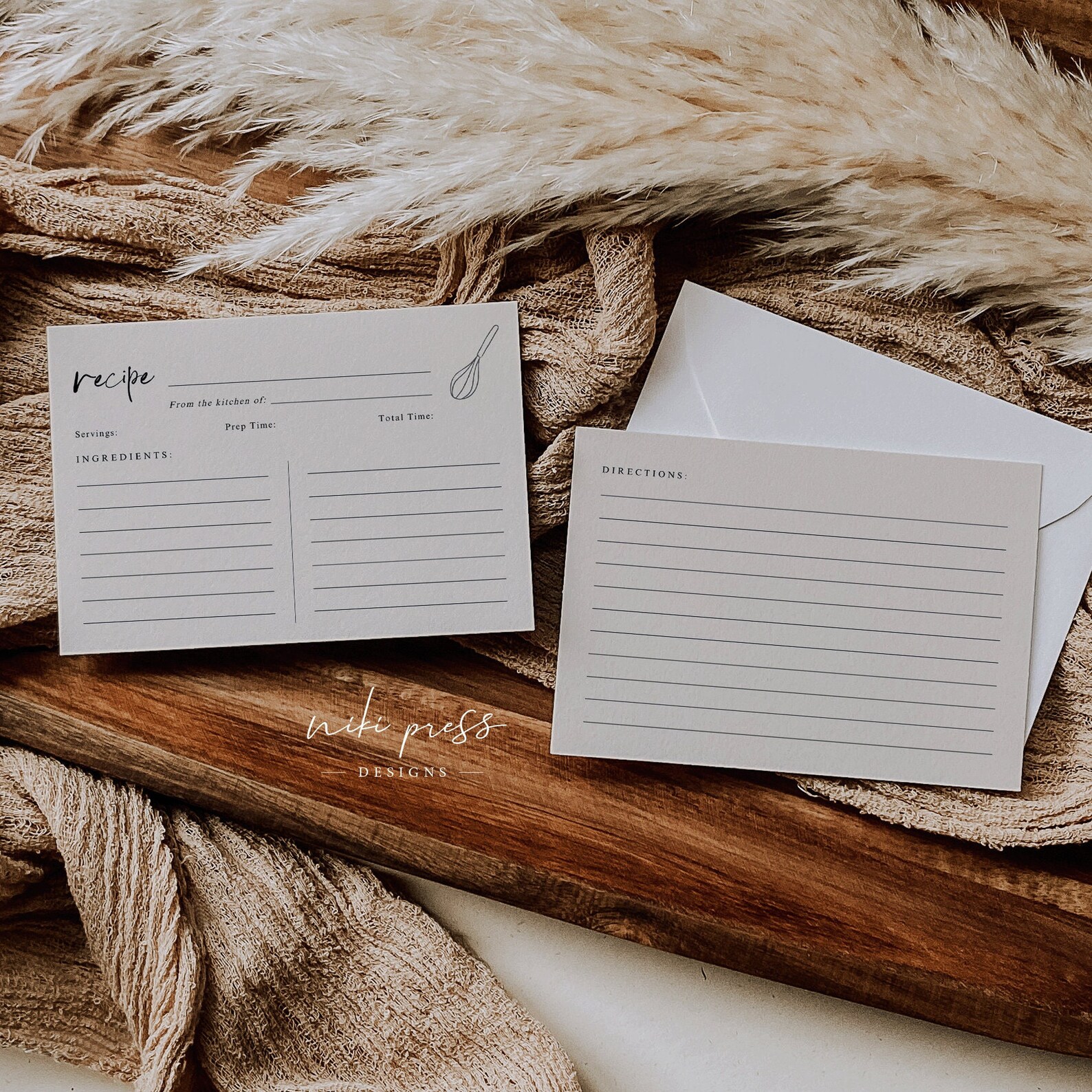 Modern Recipe Card Template Editable Recipe Cards for Recipe - Etsy