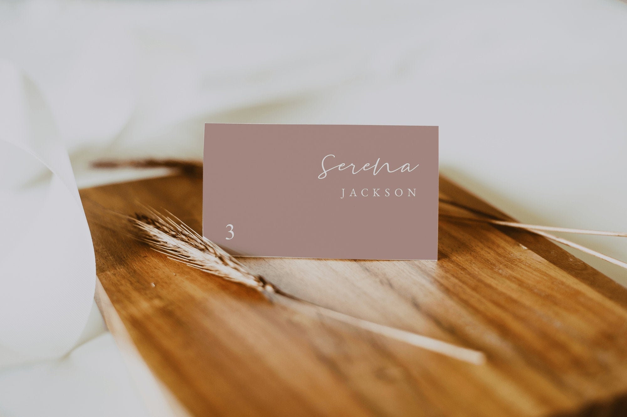 Earthy Mauve Place Card Template — Printable Minimalist Place Cards ...