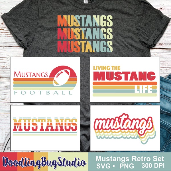 Mustangs Retro Svg - Etsy