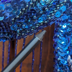 80s/90s Lillie Rubin Blue Beaded Dress wounded Bird - Etsy