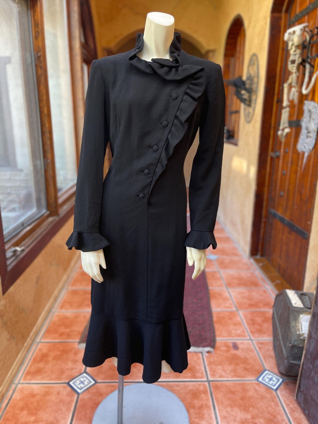 Vintage 60s/70s Black Crepe Dress – Jean Louis Berthault Couture ...