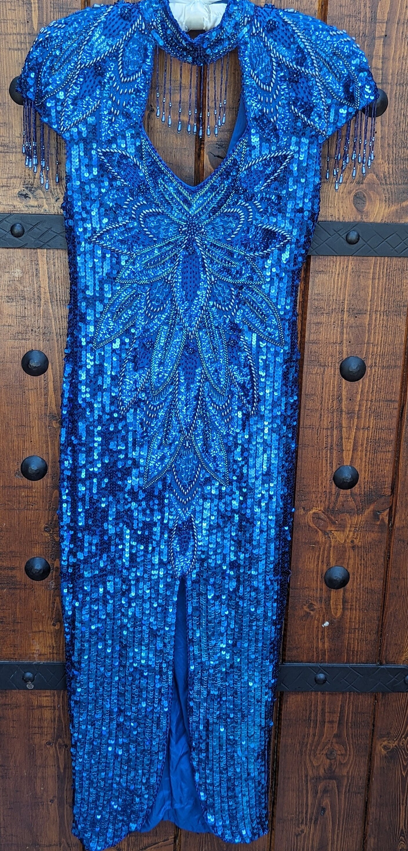 80s/90s Lillie Rubin Blue Beaded Dress wounded Bird - Etsy