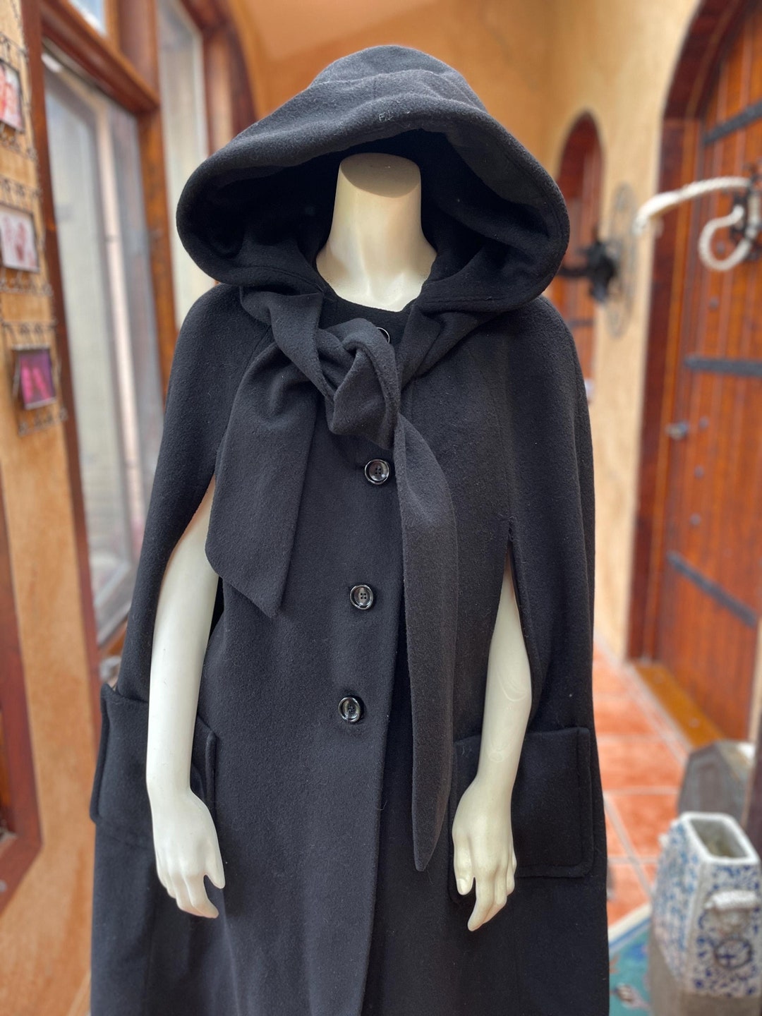 Vintage Wool Hooded Cape **wounded Bird** - Etsy