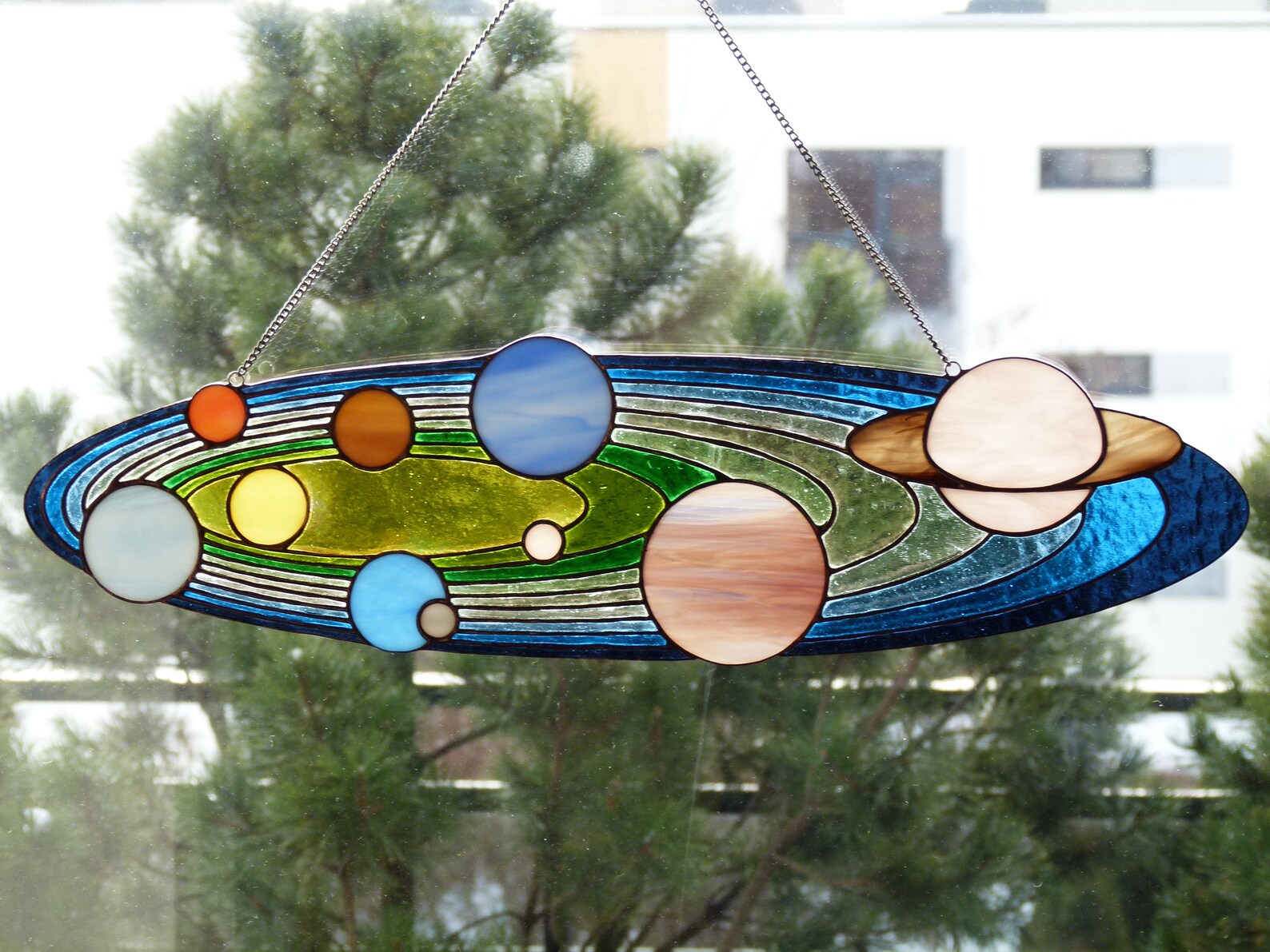 Solar System Stained Glass Suncatcher, Tiffany Style Window Hanging - Etsy
