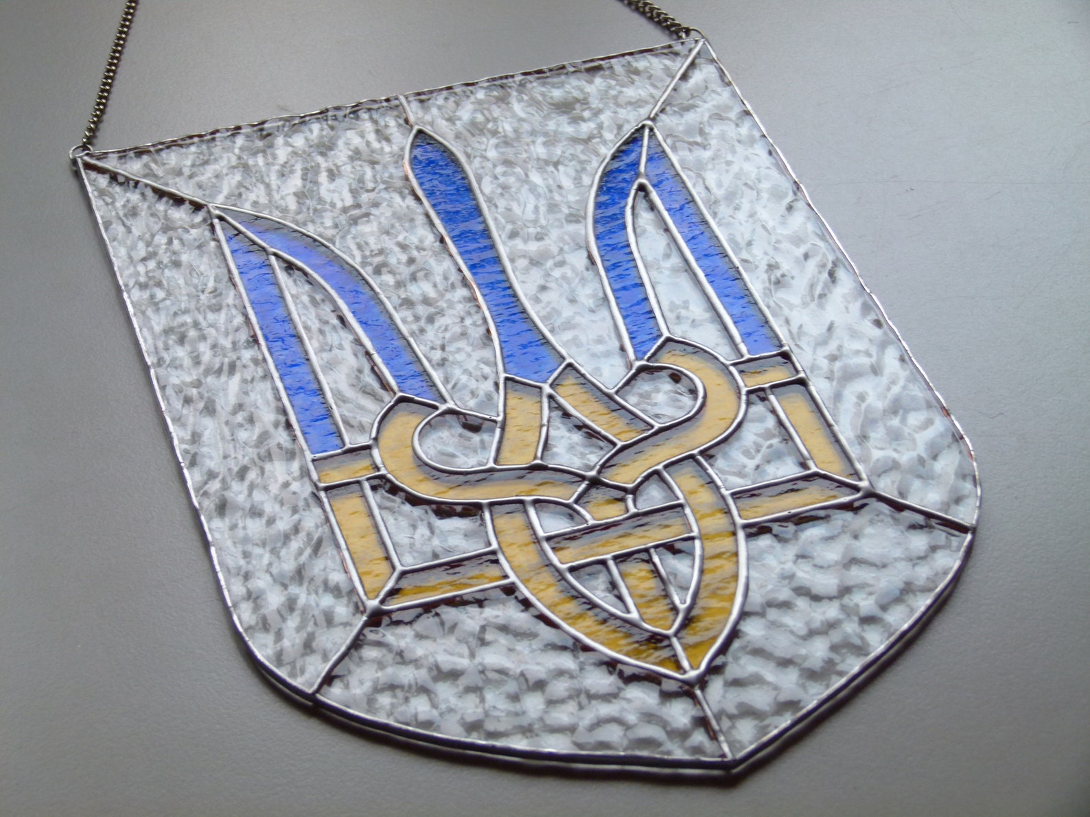 Ukrainian Trident Tiffany Stained Glass Suncatcher Stained Glass Decor ...