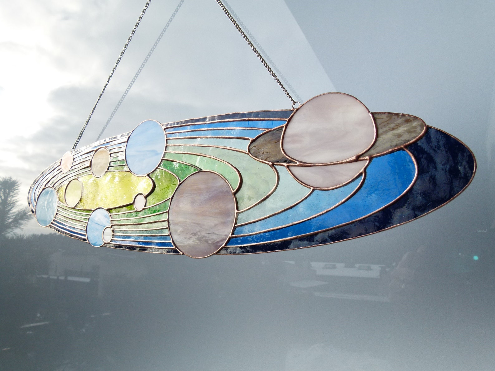 Solar System Stained Glass Suncatcher, Tiffany Style Window Hanging - Etsy