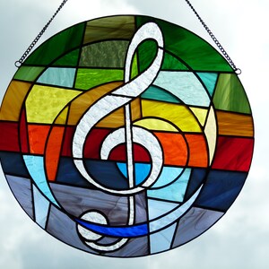 Treble Clef Tiffany Stained Glass Suncatcher Stained Glass Decor ...