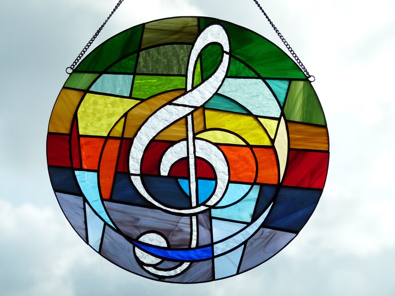 Treble Clef Tiffany Stained Glass Suncatcher Stained Glass Decor ...
