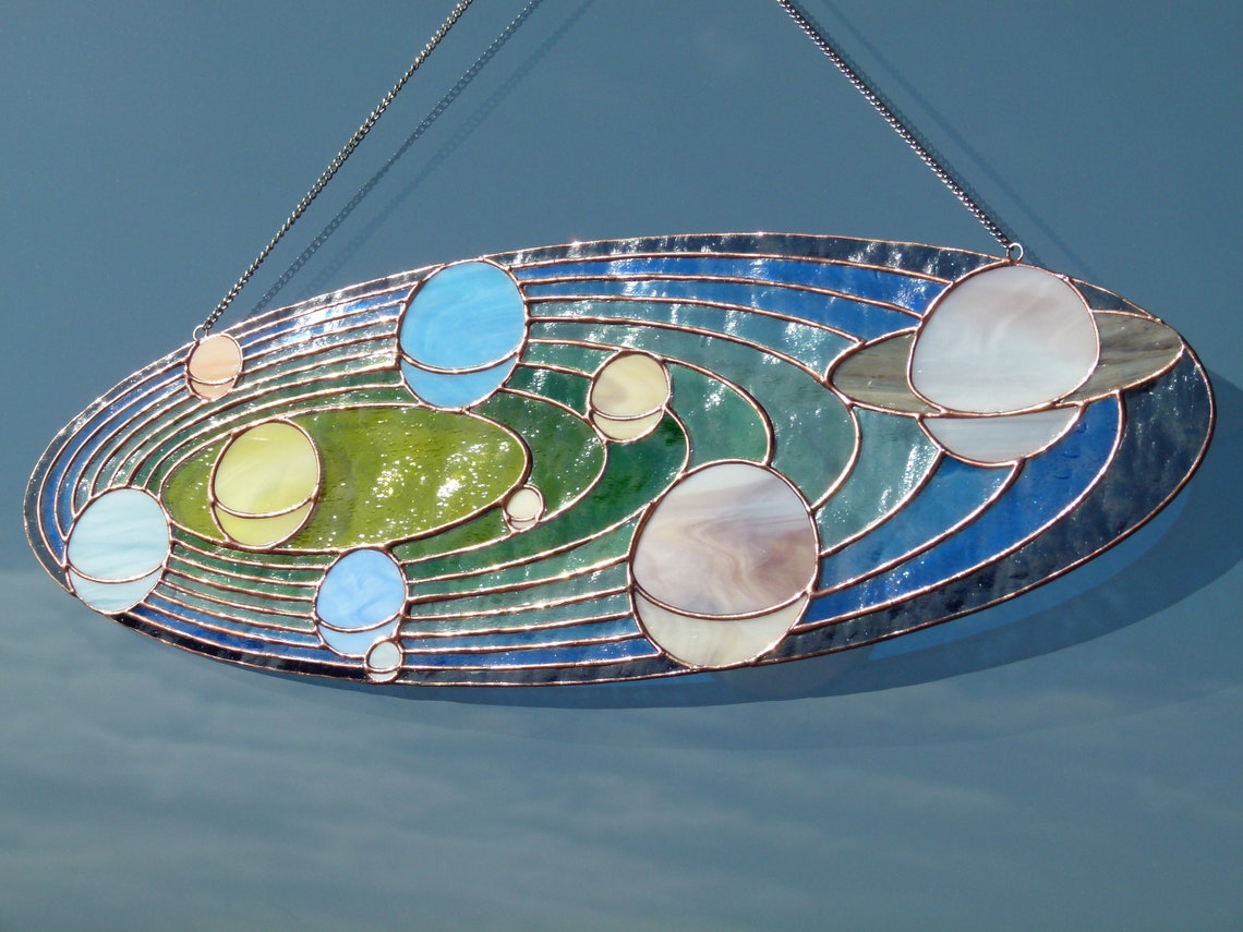 Solar System Tiffany Stained Glass Suncatcher Stained Glass - Etsy