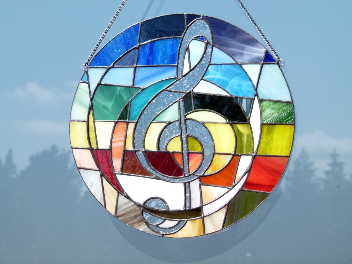 Treble Clef Tiffany Stained Glass Suncatcher Stained Glass - Etsy