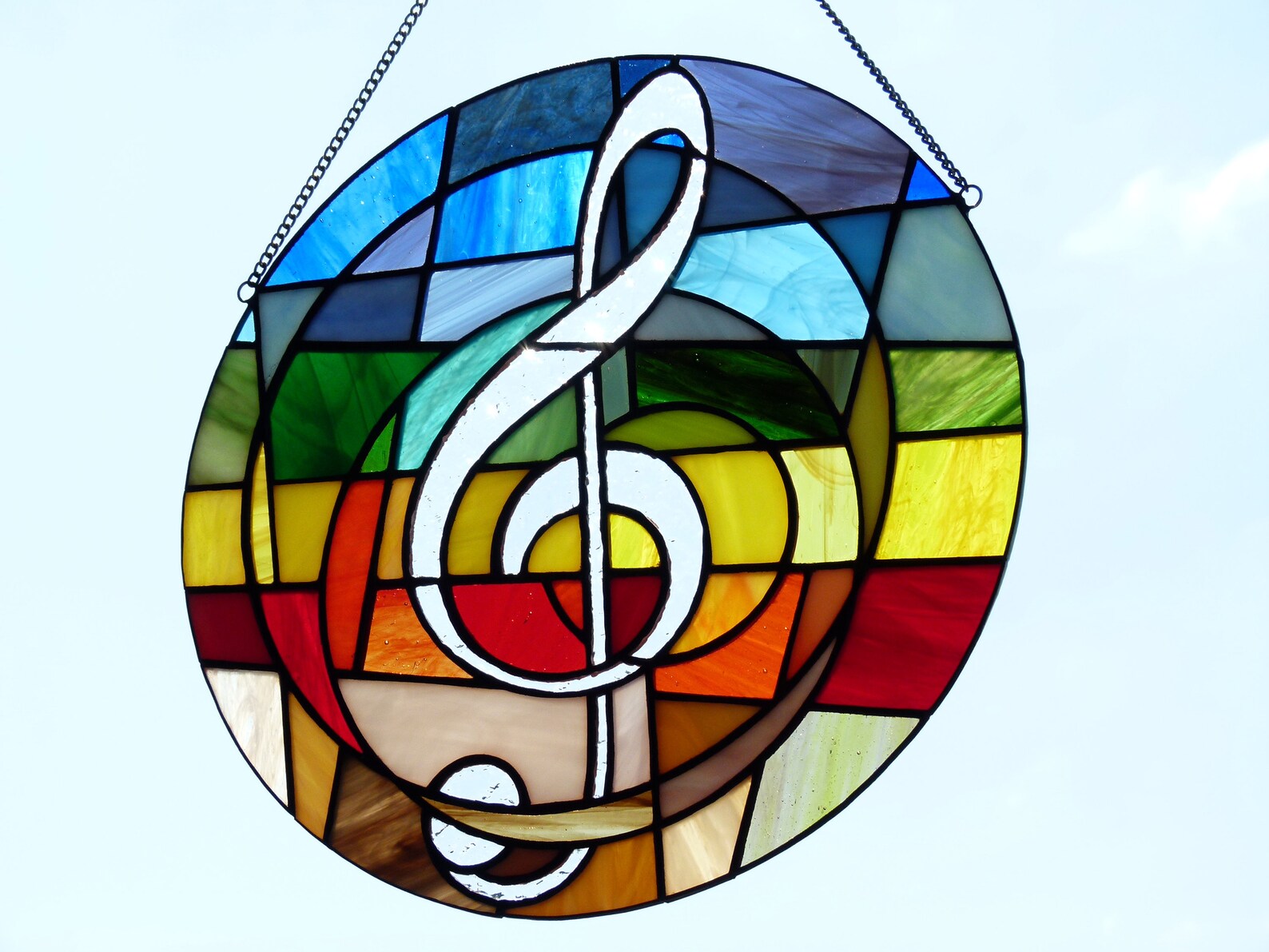 Treble Clef Tiffany Stained Glass Suncatcher Stained Glass - Etsy