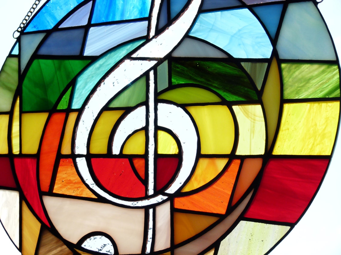 Treble Clef Tiffany Stained Glass Suncatcher Stained Glass - Etsy