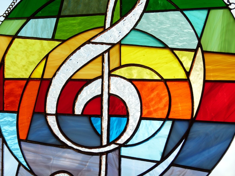 Treble Clef Tiffany Stained Glass Suncatcher Stained Glass Decor ...