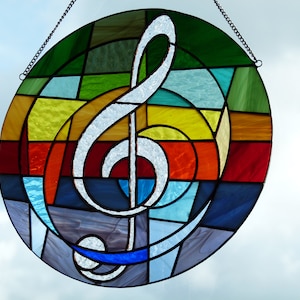Treble Clef Tiffany Stained Glass Suncatcher Stained Glass Decor ...