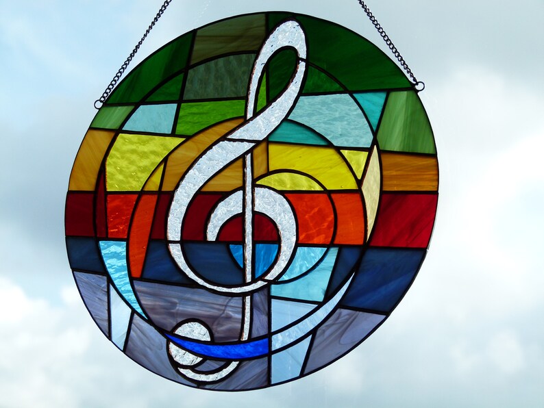 Treble Clef Tiffany Stained Glass Suncatcher Stained Glass Decor ...