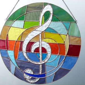 Treble Clef Tiffany Stained Glass Suncatcher Stained Glass Decor ...