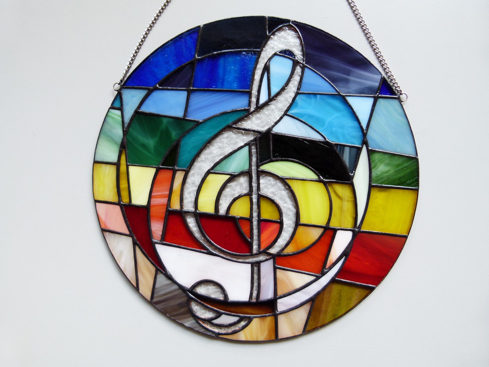 Treble Clef Tiffany Stained Glass Suncatcher Stained Glass - Etsy