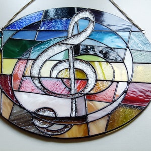 Treble Clef Tiffany Stained Glass Suncatcher Stained Glass - Etsy
