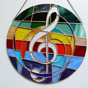 Treble Clef Tiffany Stained Glass Suncatcher Stained Glass Decor ...