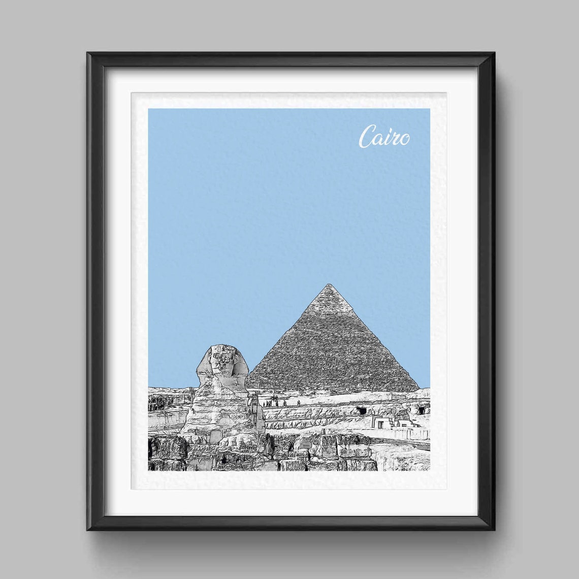 Egypt Travel Poster Cairo Travel Poster Cairo Skyline Cairo - Etsy