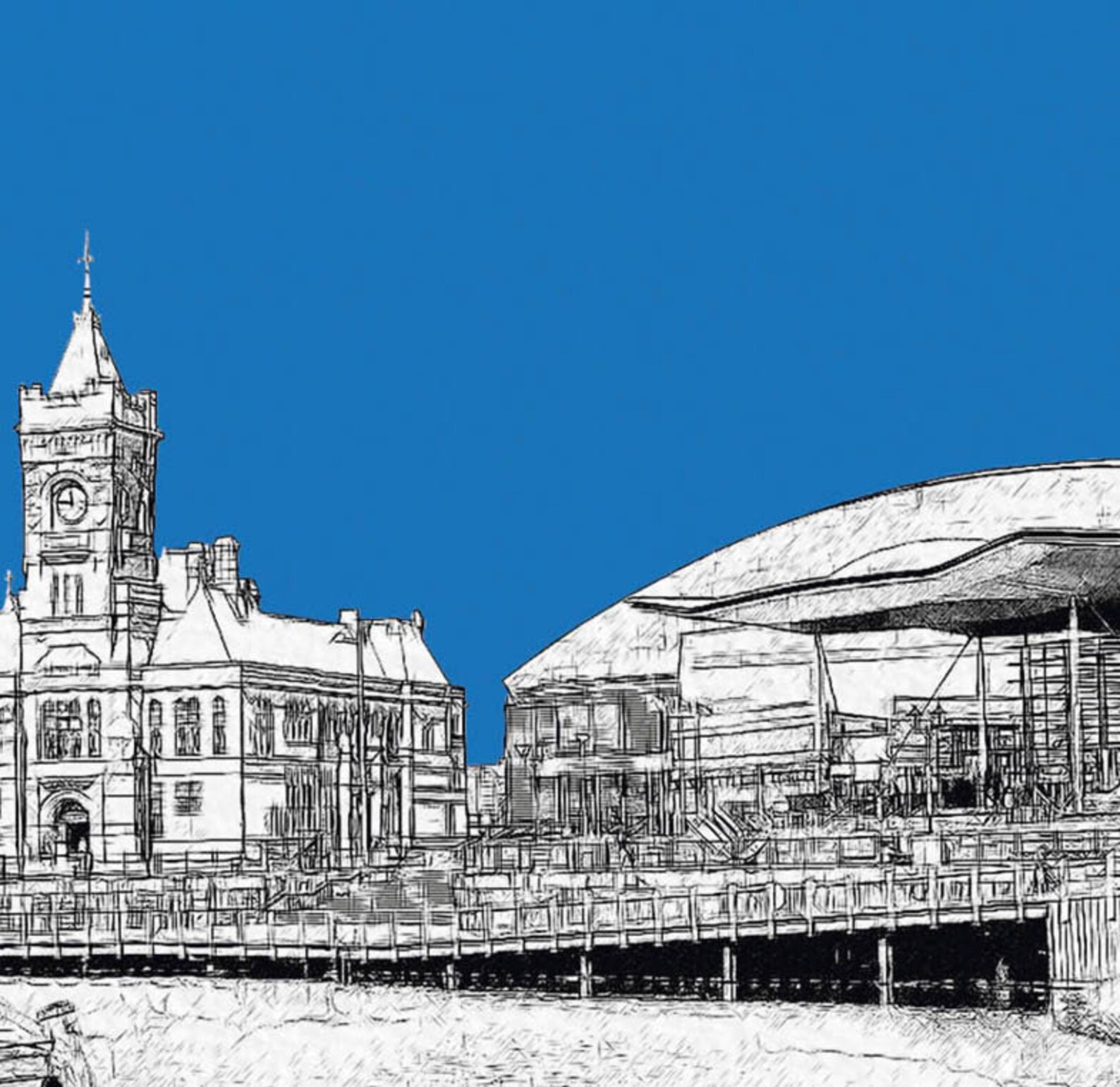 England Travel Poster Cardiff Cityscape Cardiff Art Cardiff - Etsy