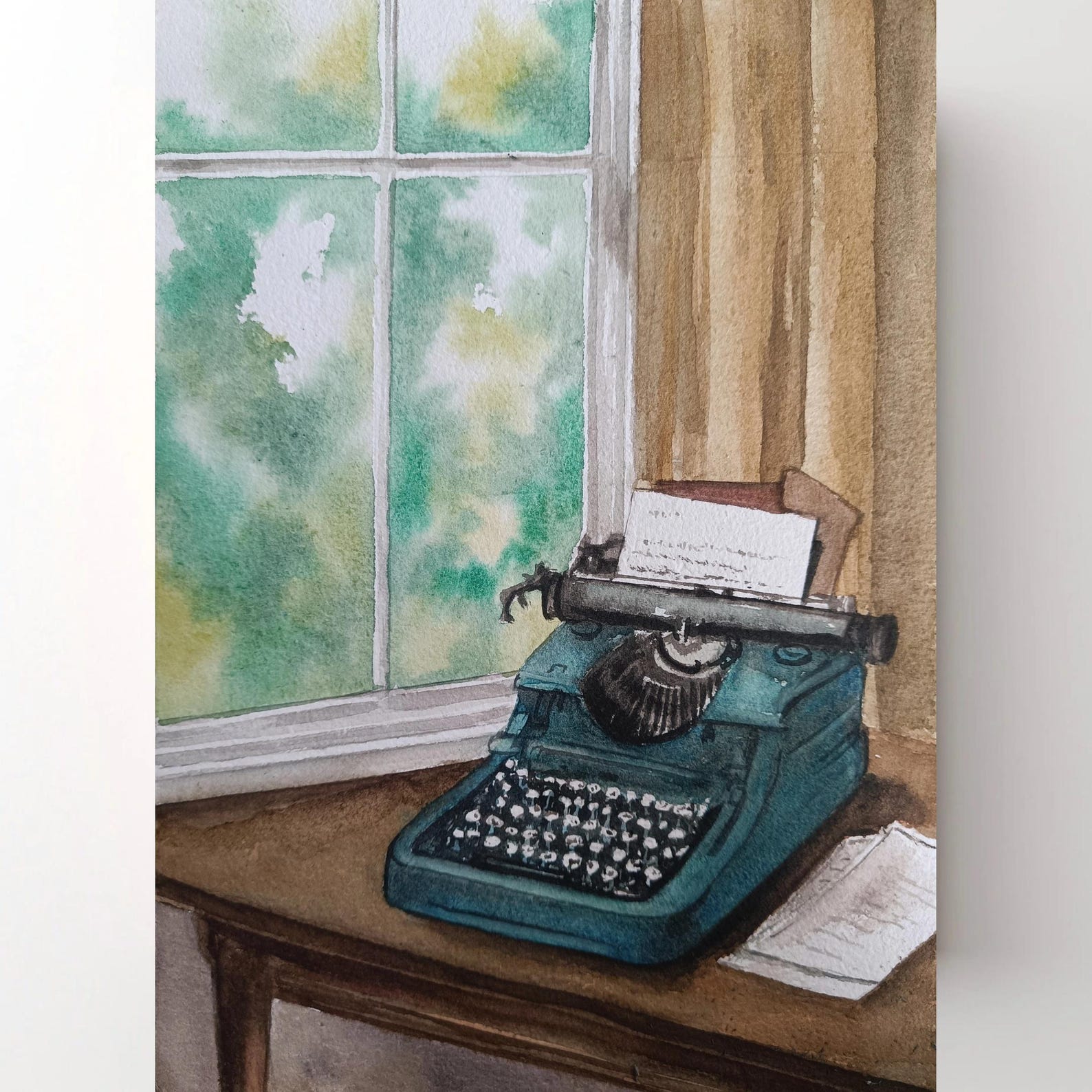 Vintage Typewriter Watercolor Painting: Retro Office Decor Art - Etsy