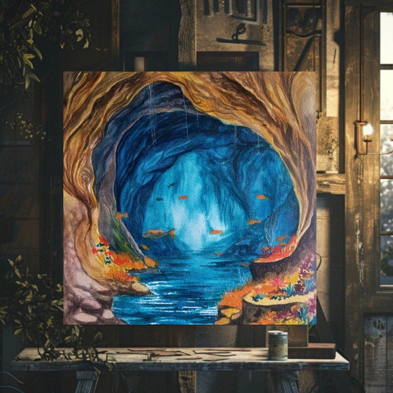 Underwater World Painting Original Watercolor, Sea/ocean/scuba Art ...