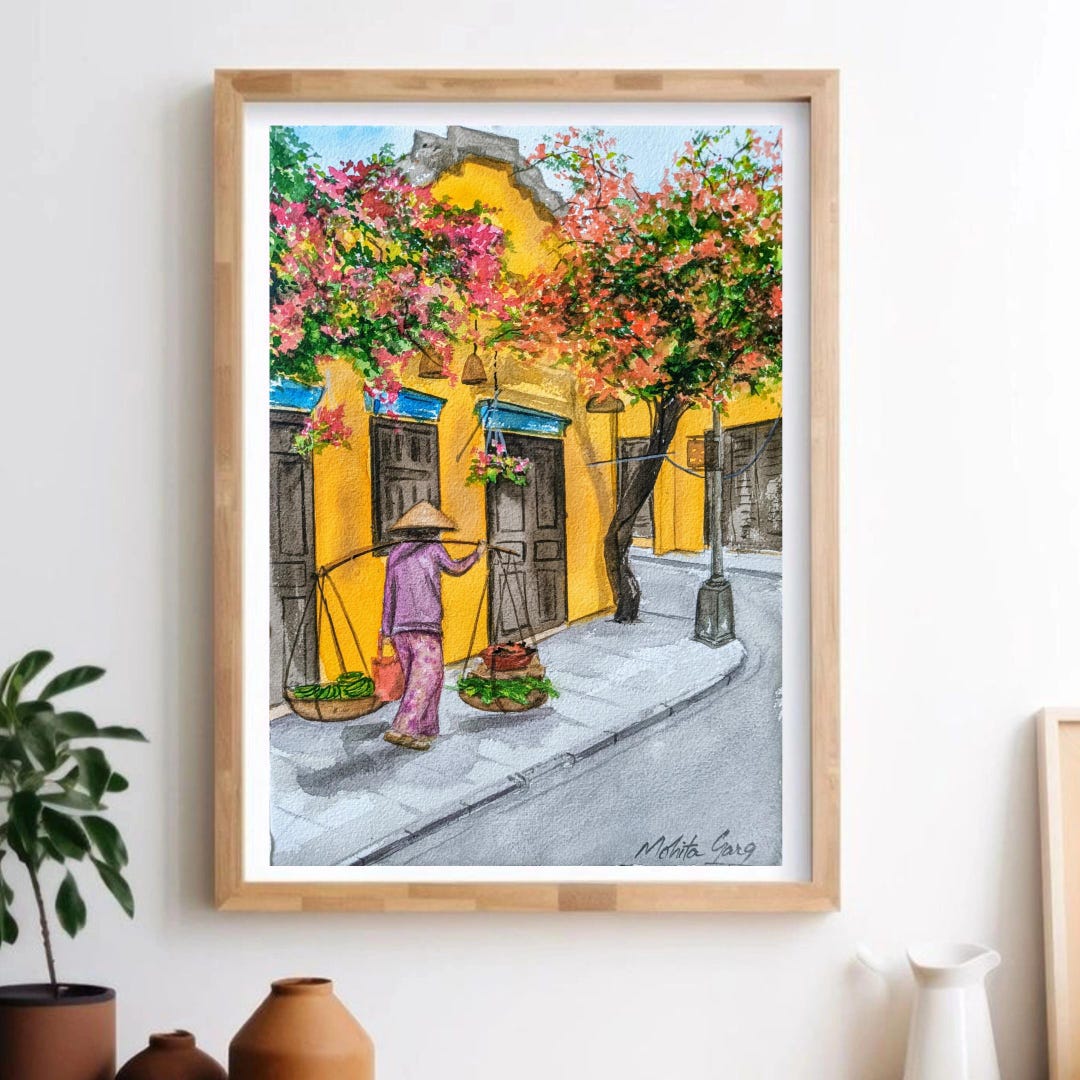 Vietnam Hoi an Watercolor Painting, Original Southeast Asian Travel Art ...