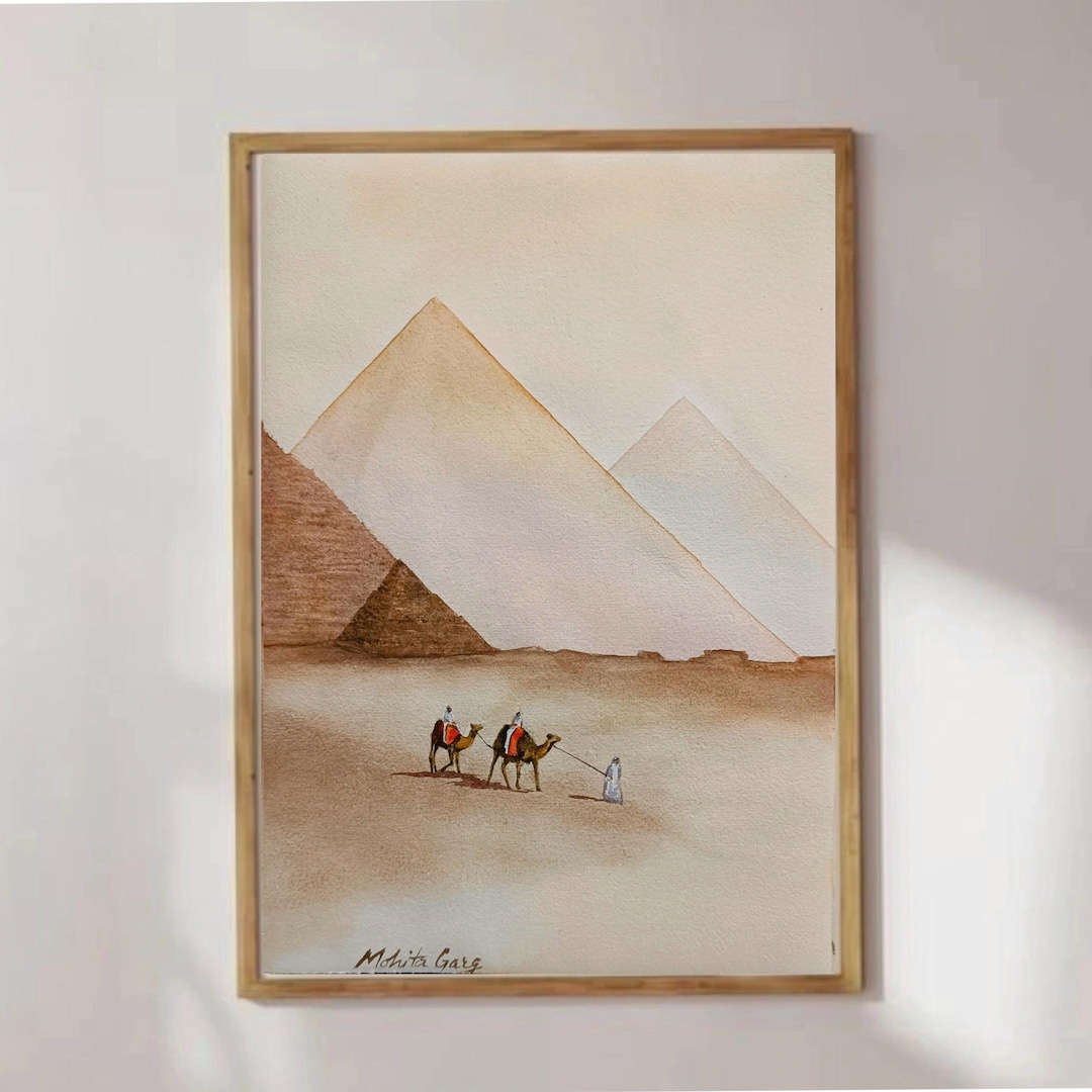 Original Giza Pyramids Watercolor Painting: Egyptian Desert Art - Etsy