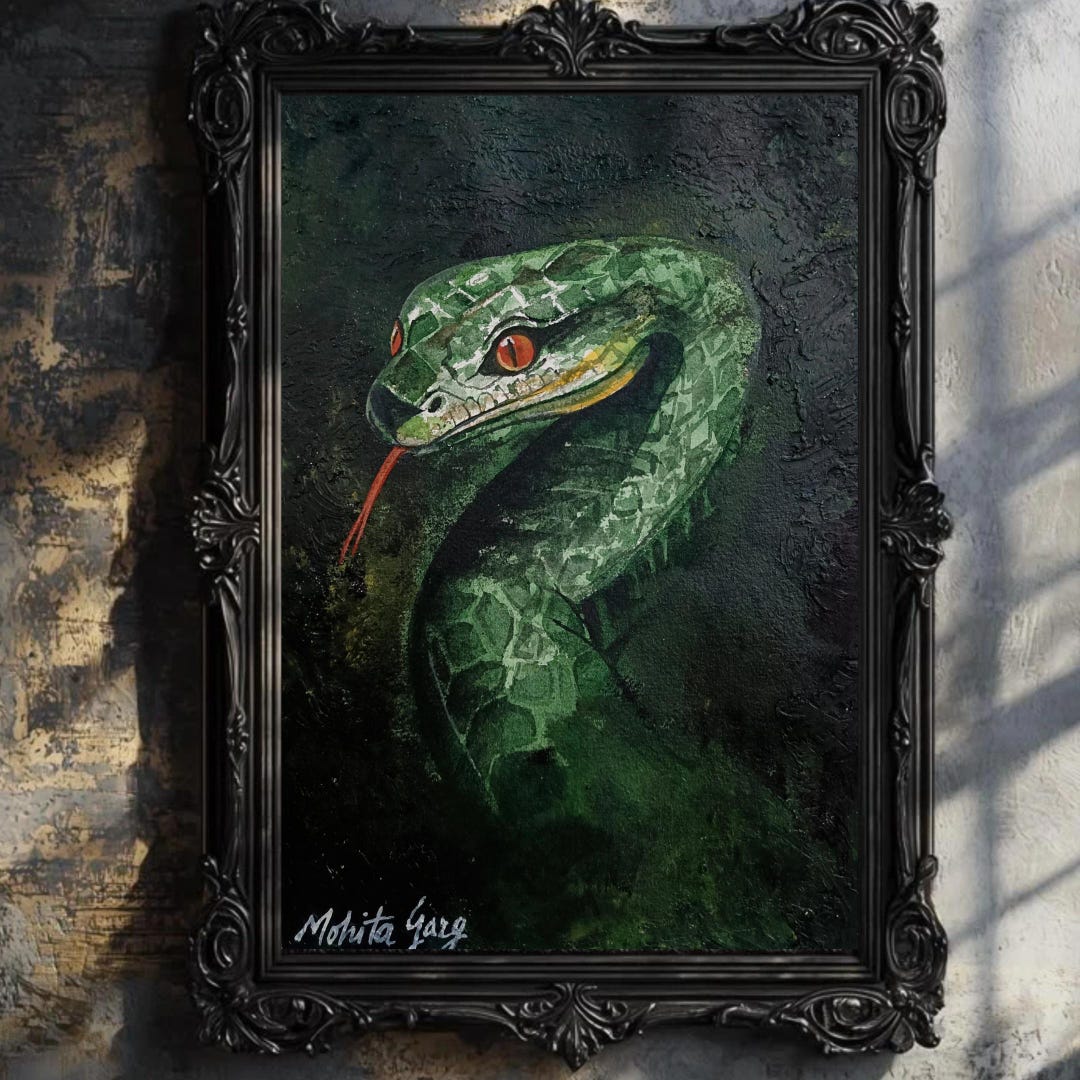 Green Snake Original Painting, Textured Acrylics, Contemporary Wildlife ...