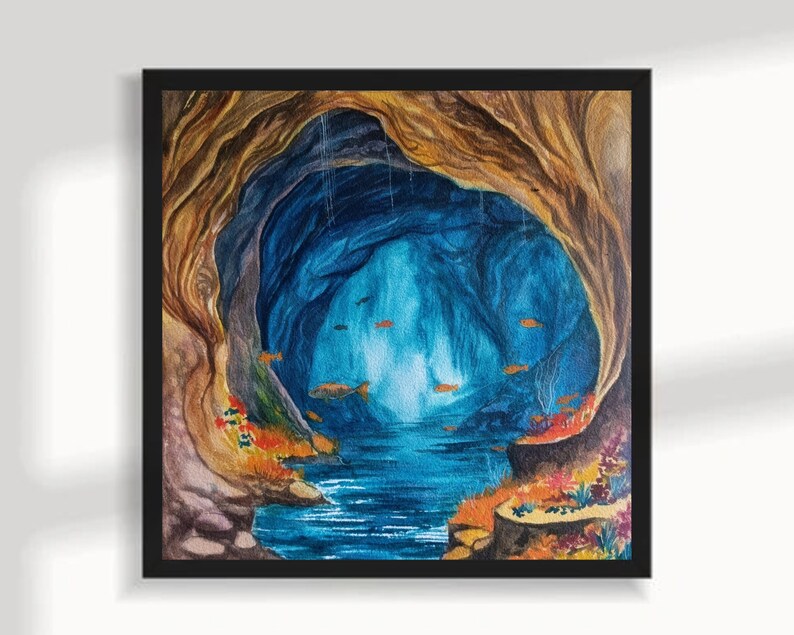 Underwater World Painting Original Watercolor, Sea/ocean/scuba Art ...