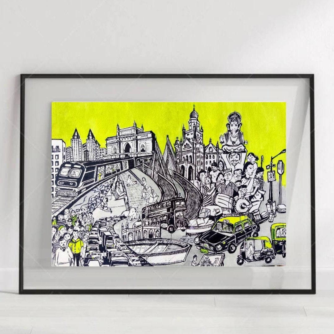Mumbai India Painting -original Doodle Art| Asia/travel/landmarks ...
