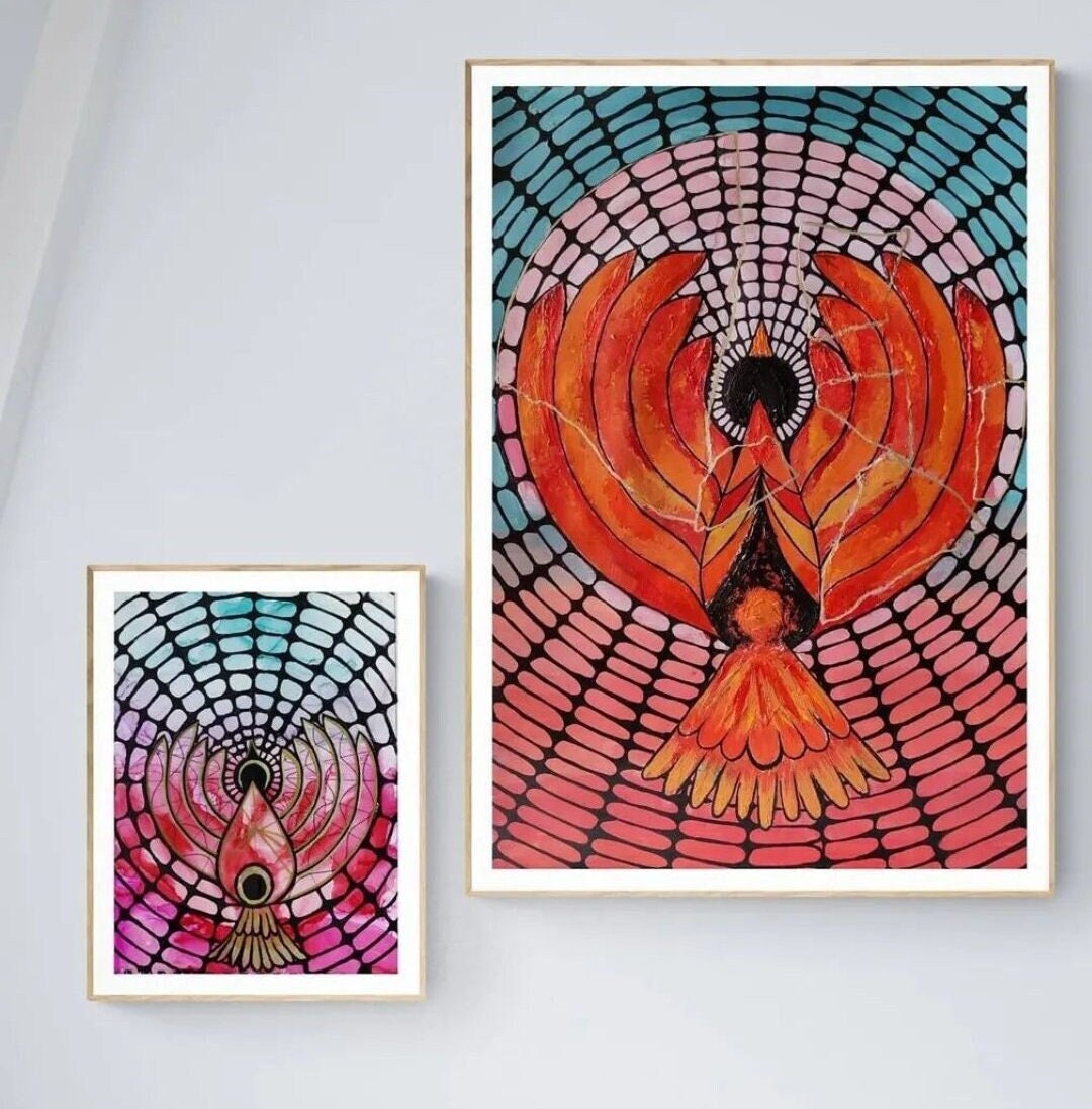 Original Wabi Sabi Bird Art, Japanese/kintsugi/modern Nature Wall Art ...