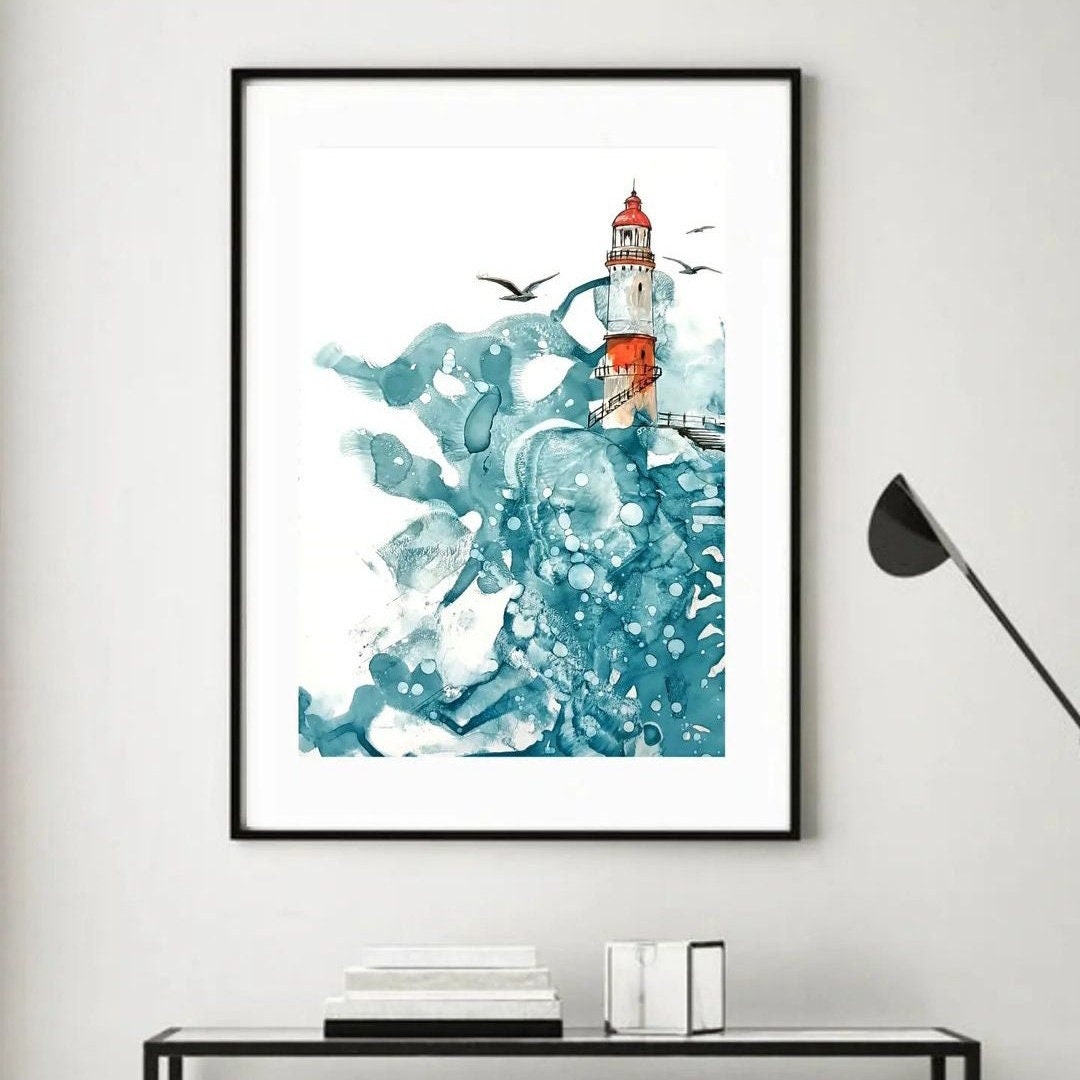 Modern Lighthouse Painting Original Wall Art - Etsy