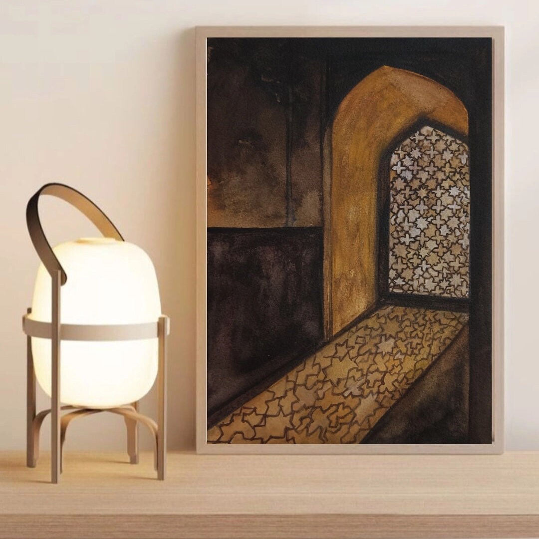 Original Jali Window Watercolor Painting: Mughal Architecture Art (A4 ...