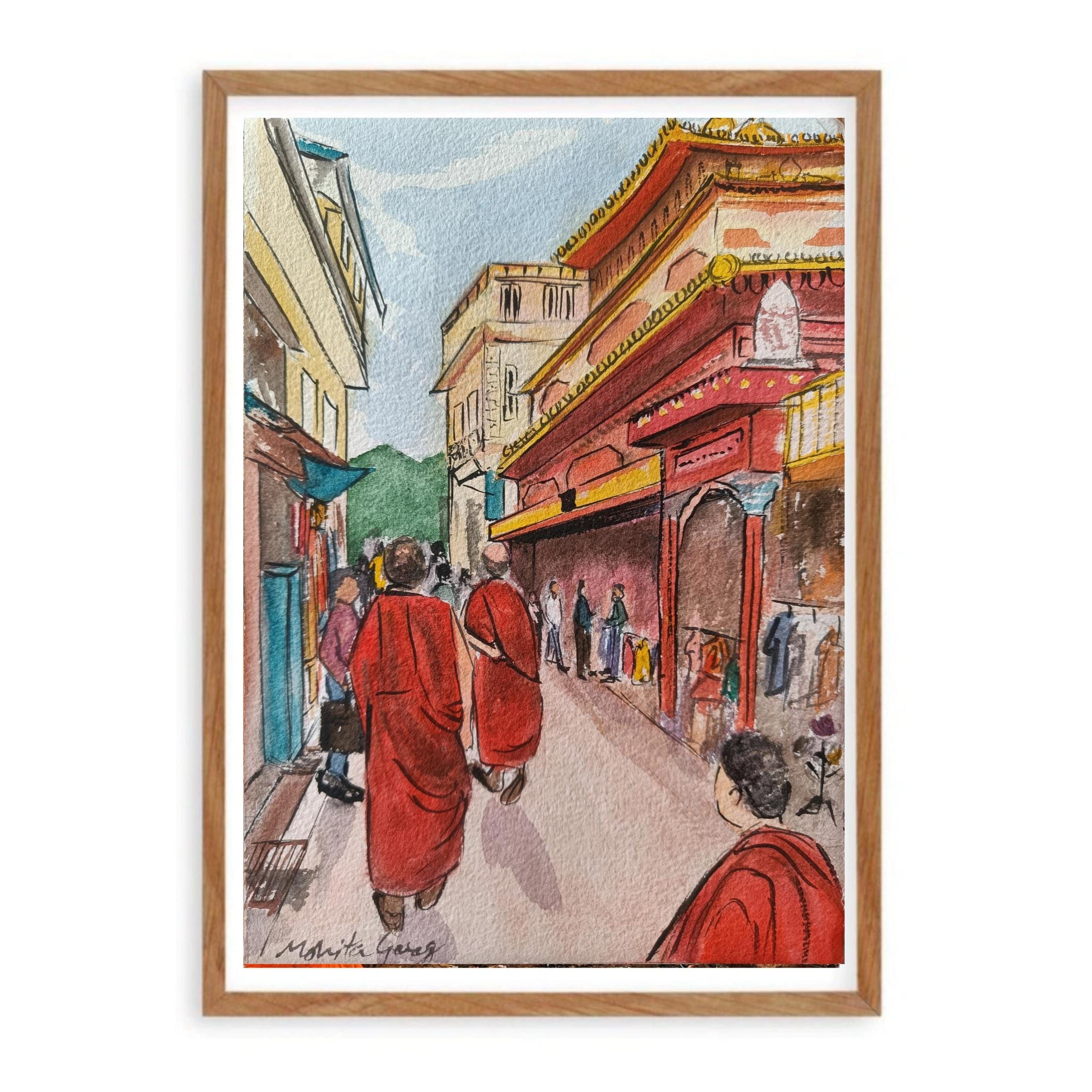 Original Buddhist Monks Watercolor Art ,indian/nepal/thailand Wall Art ...