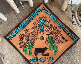 Custom Tooled Leather Graduation Cap Topper - Etsy