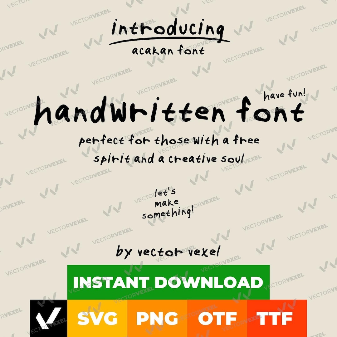 Acakan Handwritten Font: Natural Scrawl, Doodles (instant Download) - Etsy