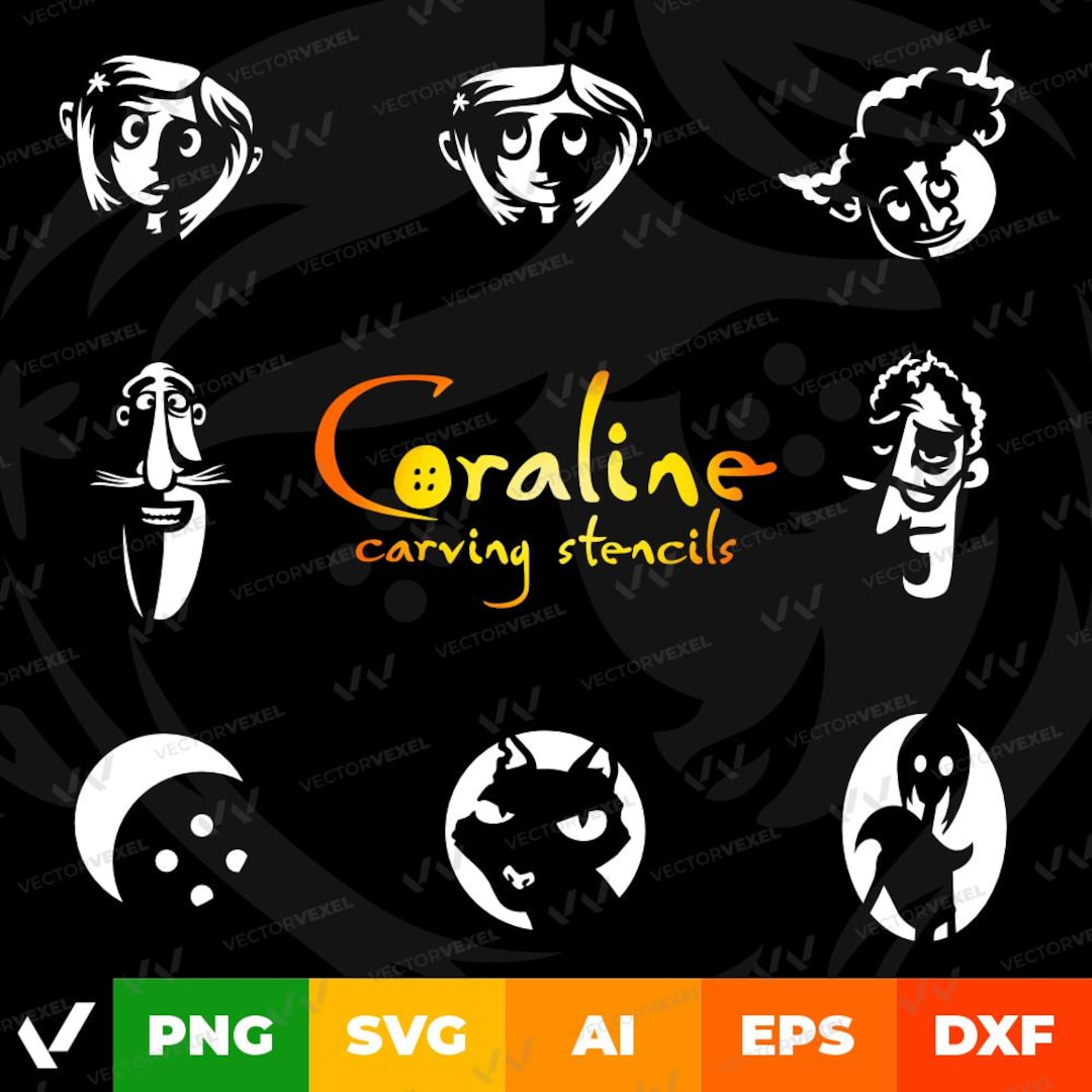 Coraline Carving Stencils, Svg Bundle, Dxf, Png, Coraline Face ...