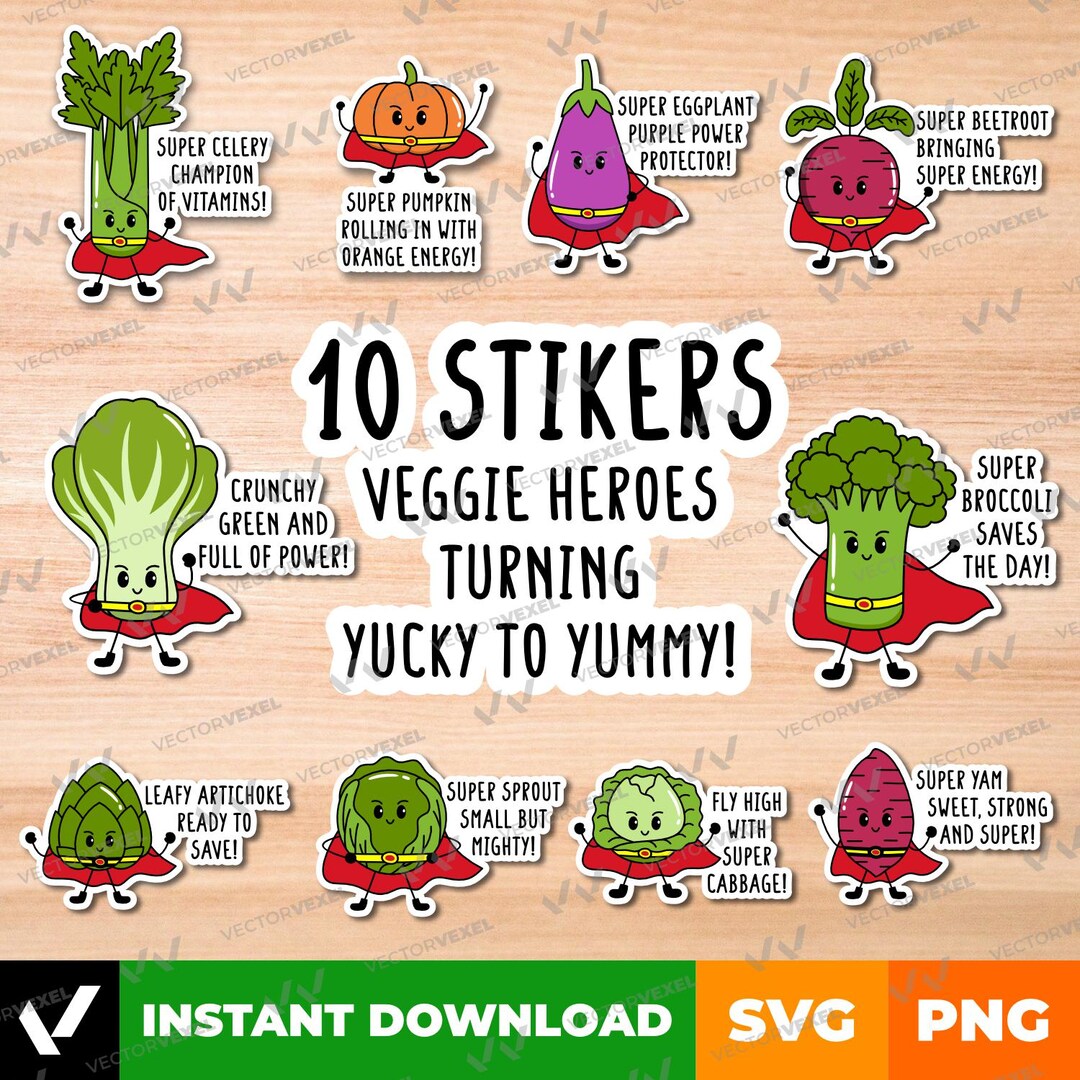 Cute Superhero Vegetables Bundle, Cute Superhero Vegetables Svg, Png ...